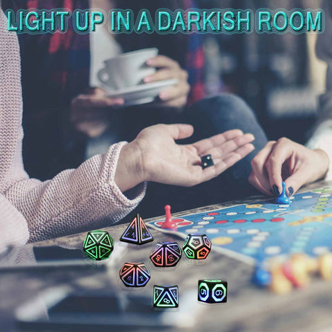 Polyhedral LED DND Dice Set with Charging Box Light Up Dice for D&D ...