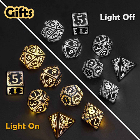 7 PCS LED Electronic Dices DND Dice Set for RPG Game Polyhedral Black ...