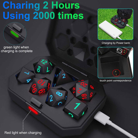 LED Gaming D&D Dice Set Rechargeble Electronic for Dungeon and Dragons ...